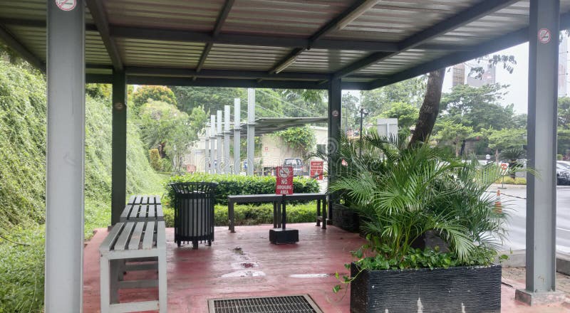 Outdoor Smoking Area, Location in Jakarta Stock Photo - Image of garden ...