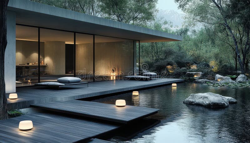 Stylish Ash Grey Composite Decking with Illuminated Steps beside a ...