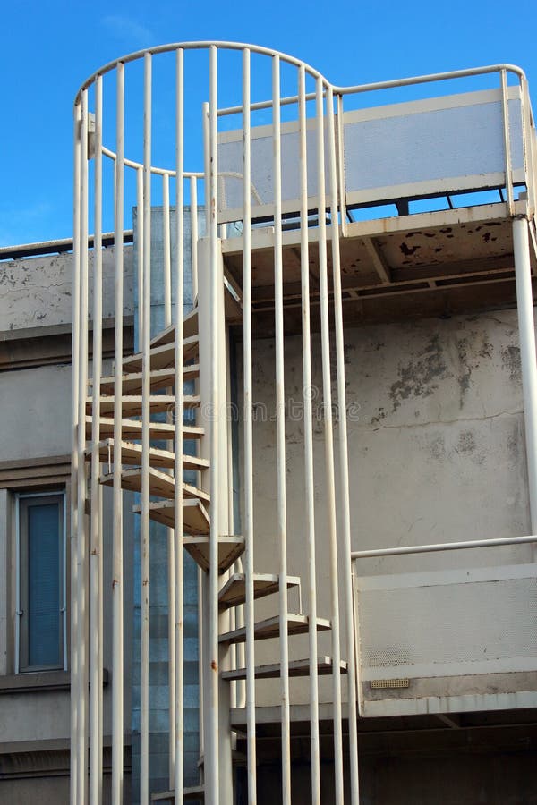 Outdoor Spiral Stairs, Fire Escape on a Building Stock Photo - Image of ...