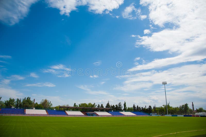 Outdoor Stadium with Green Grass Stock Photo - Image of outdoors, field ...