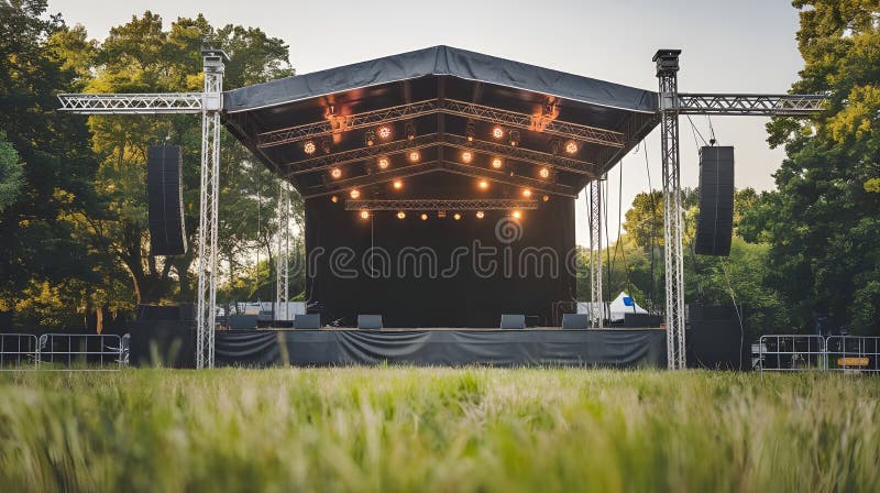 Outdoor Stage Setup for Concert Event with Lighting and Sound System ...