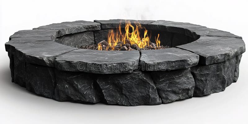 Outdoor Stone Fire Pit with Dancing Flames in a Cozy Backyard Setting ...