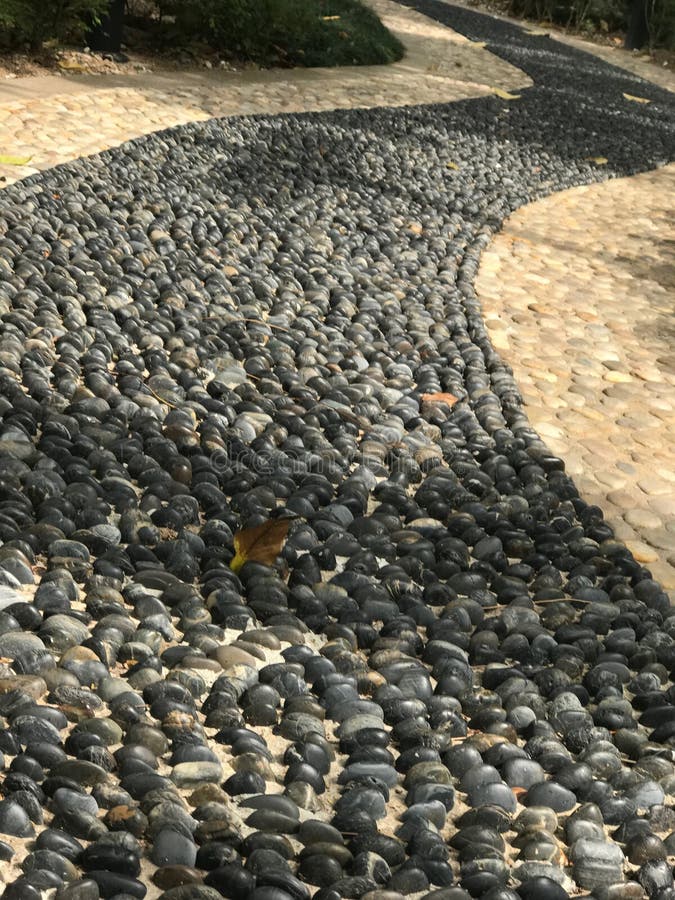 Outdoor Stone Footpath Road in Park Stock Image - Image of decoration ...