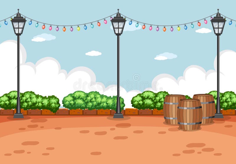 Outdoor Street Scene with Lamp Posts Stock Vector - Illustration of ...