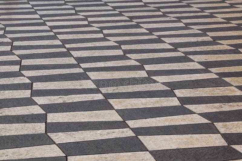 Outdoor Street Tiles with Geometric Pattern.the Texture of Perspective ...