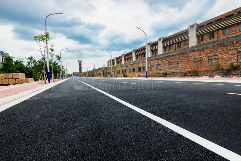 Outdoor Suburban Road Straight Ahead. Stock Image - Image of night ...