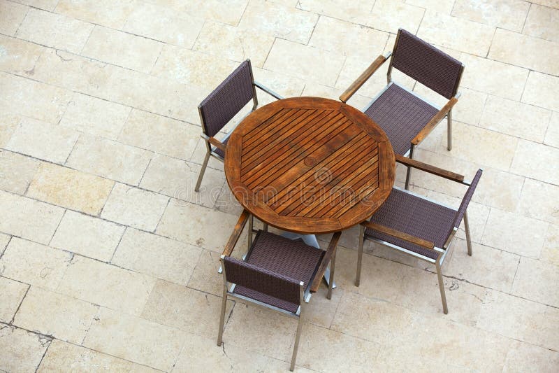 Outdoor Summer Cafe Tables with Chairs Stock Photo - Image of summer ...