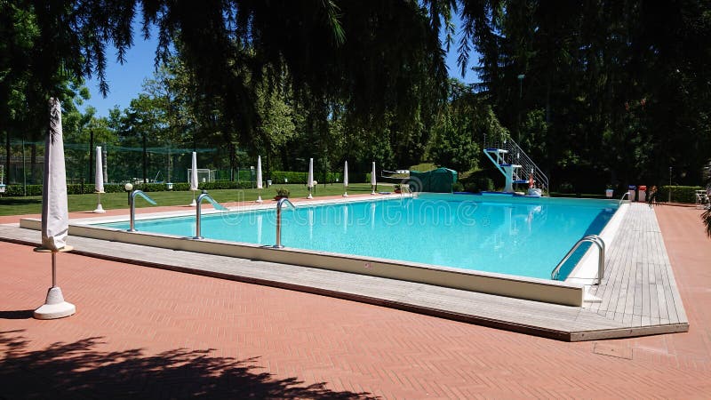 Outdoor Summer Full Size Swimming Pool Stock Image - Image of pool ...