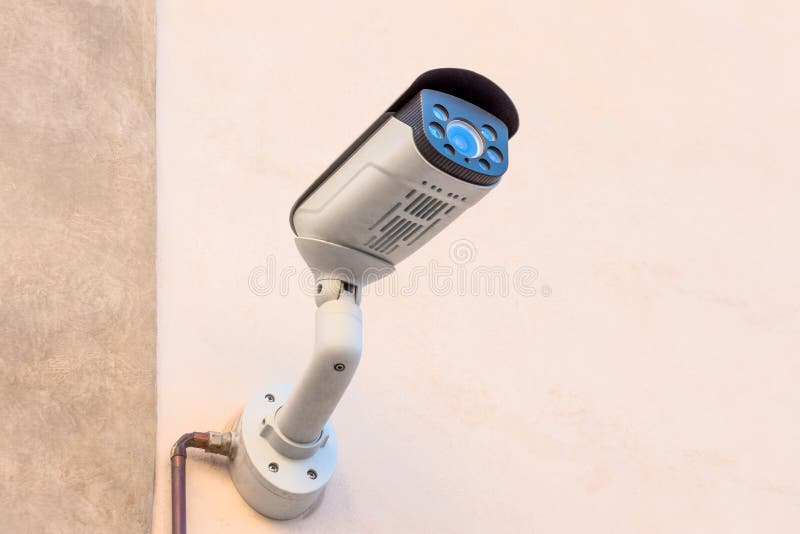 Outdoor Surveillance Camera at the Corner of the Building Stock Image ...