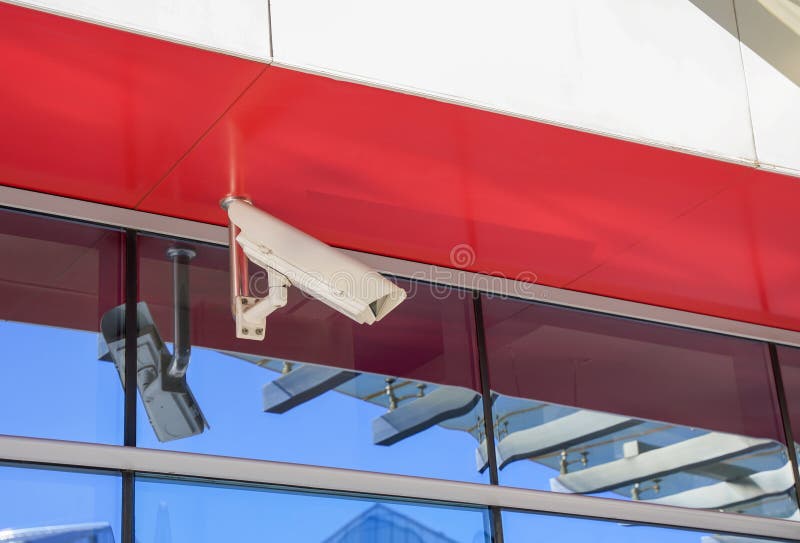 Outdoor Surveillance Camera on the Facade of an Office Building Stock ...