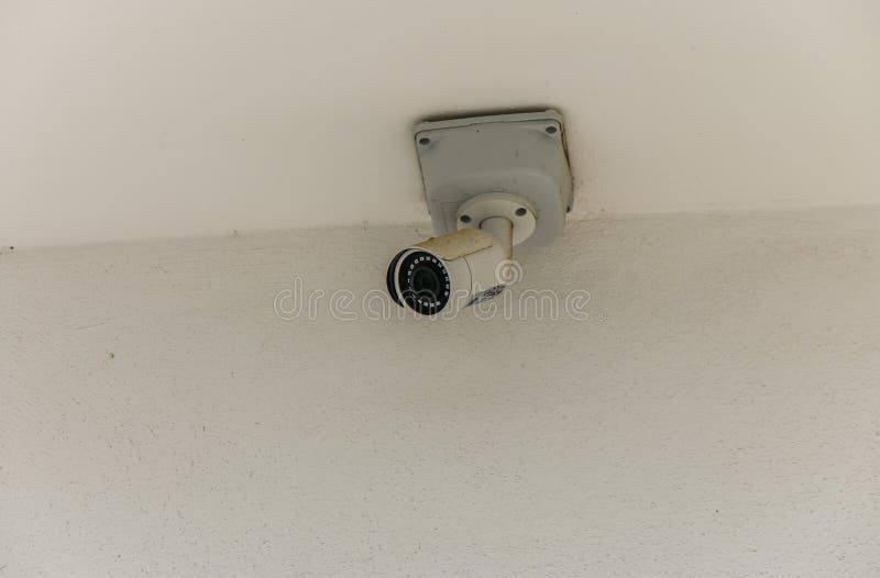 Outdoor Surveillance Camera on a Light Wall 2 Stock Photo - Image of ...