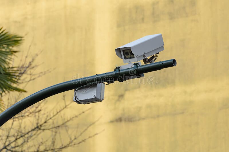 Outdoor Surveillance Camera on the Pipe Stock Image - Image of industry ...