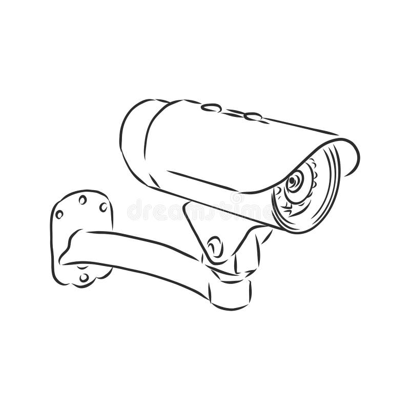 Outdoor Surveillance Camera. Security Camera Vector Sketch Illustration ...
