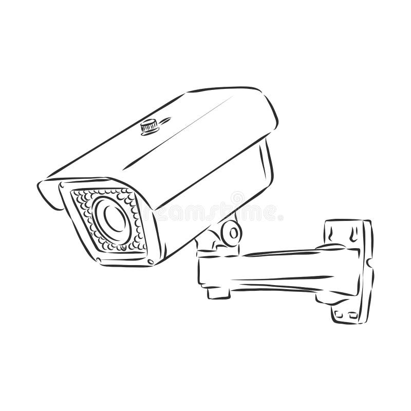 Outdoor Surveillance Camera. Security Camera Vector Sketch Illustration ...