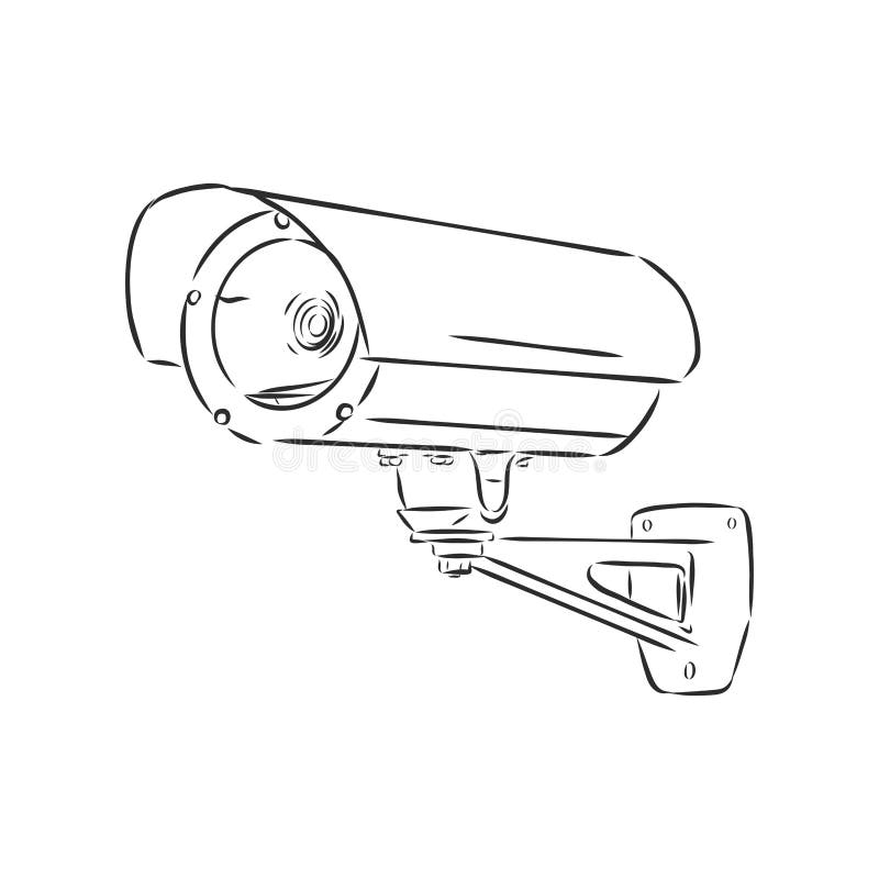 Outdoor Surveillance Camera. Security Camera Vector Sketch Illustration ...