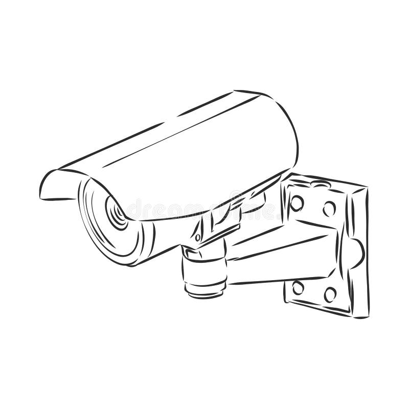 Outdoor Surveillance Camera. Security Camera Vector Sketch Illustration ...