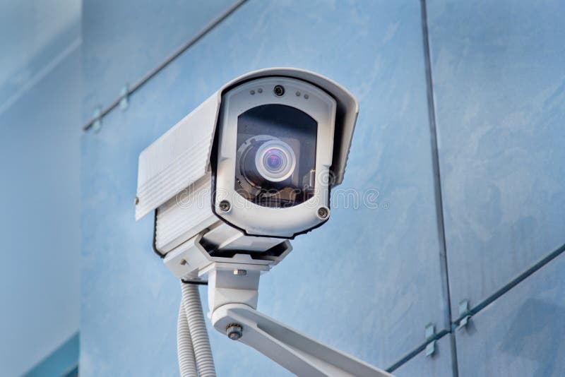 Outdoor Surveillance Camera on the Wall Stock Image - Image of protect ...
