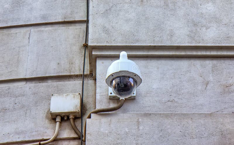 Outdoor Surveillance Camera on Wall Stock Photo - Image of equipment ...