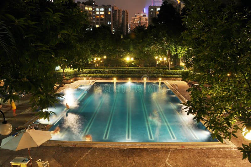 The Hotel Outdoor Swimming Pool Stock Photo - Image of outdoor, pool ...