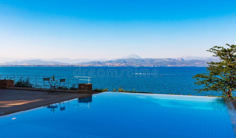Swimming Pool with Beautiful Sea Views Stock Photo - Image of beautiful ...