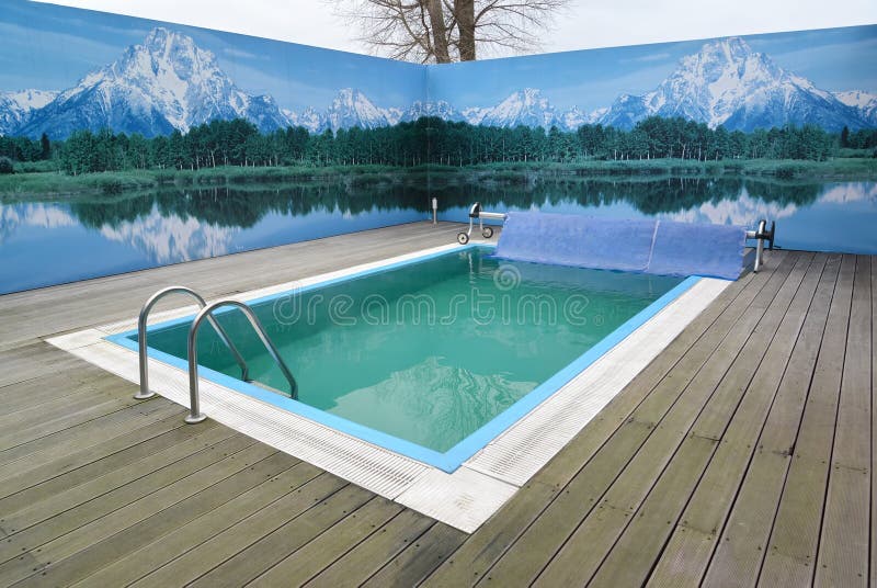 The Outdoor Swimming Pool in the Center of Rest Stock Image - Image of ...
