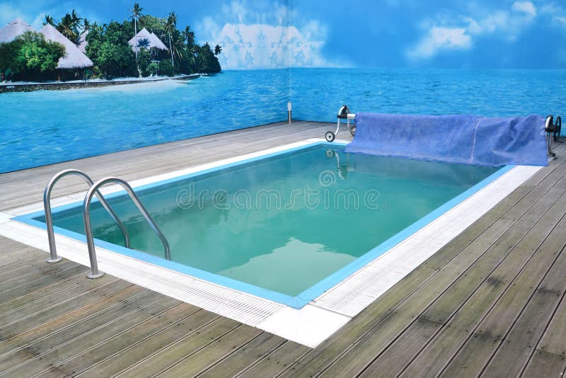 The Outdoor Swimming Pool in the Center of Rest Stock Photo - Image of ...
