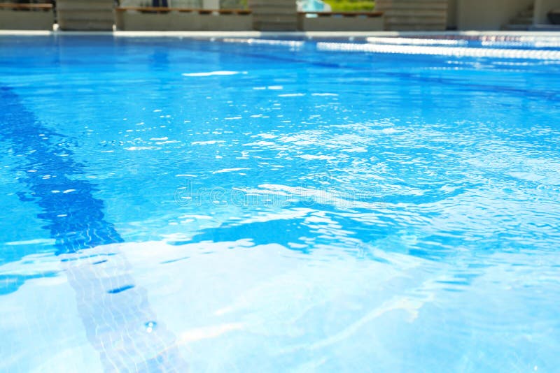 Outdoor Swimming Pool with Clear Rippled Water Stock Image - Image of ...