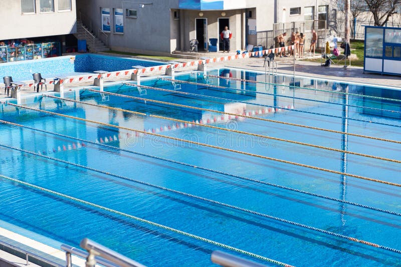 Outdoor swimming pool stock image. Image of lane, lifestyle - 304329901