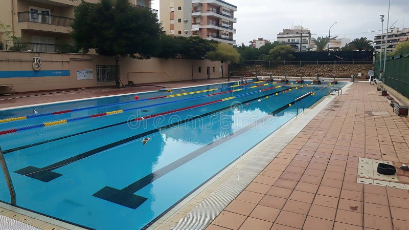 Outdoor Swimming Pool with Lines Stock Photo - Image of long, swimmer ...