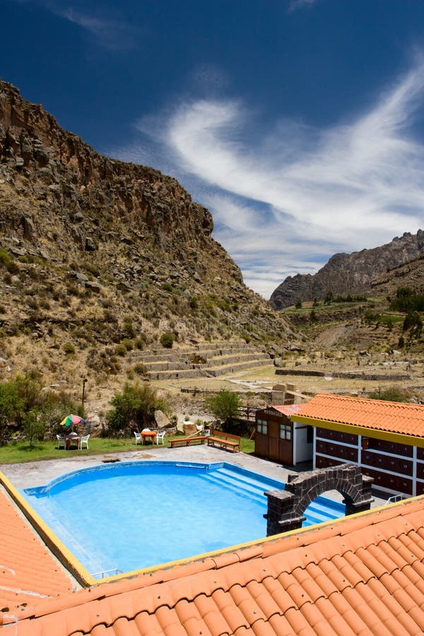 Outdoor Swimming Pool on Thermal Spring in Peru Stock Photo - Image of ...