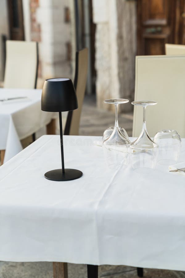 Outdoor Table and Chairs in a Restaurant in Venice, Italy Stock Photo ...