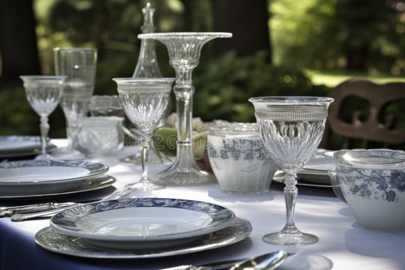 Outdoor Table Setting with Elegant China and Silverware for Formal ...