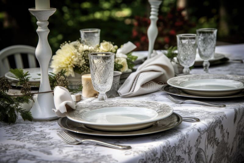 Outdoor Table Setting with Elegant China and Silverware for Formal ...