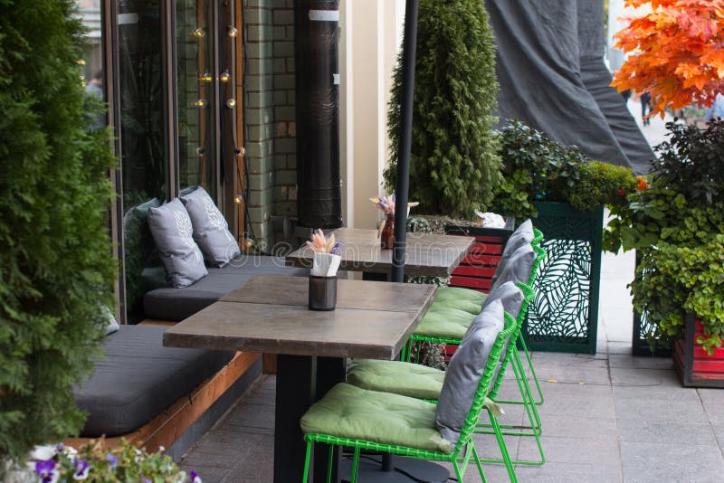 Outdoor Tables in the Restaurant. Stock Photo - Image of bistro, nature ...