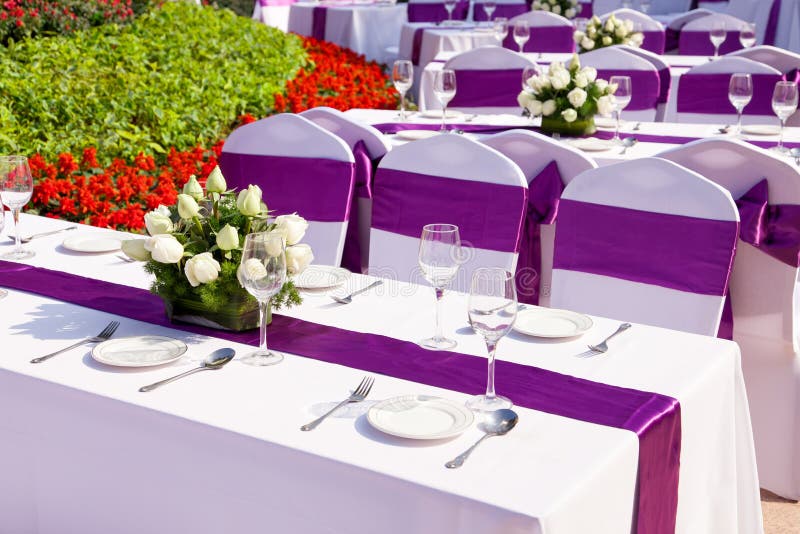 Outdoor Tables with Served Plate and Wine Glasses Stock Image - Image ...