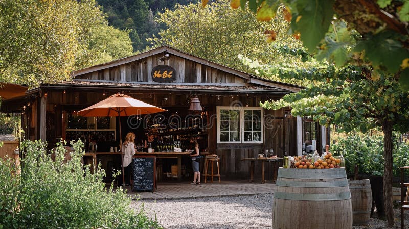 Outdoor Tasting at Rustic Wine Stand. Stock Image - Image of spring ...