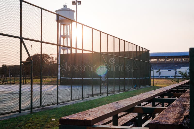 Outdoor Tennis Courts at the Setting Sun Stock Photo - Image of outdoor ...