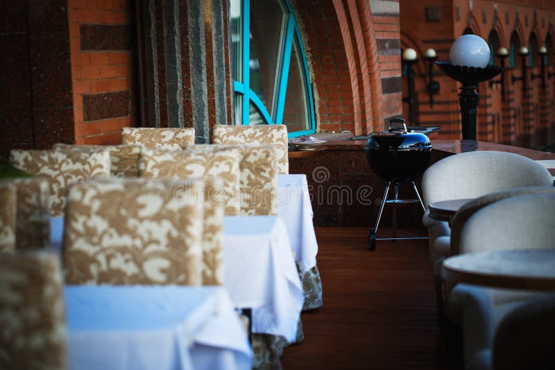 Outdoor Terrace at the Cafe Stock Image - Image of elegance, city: 84560161