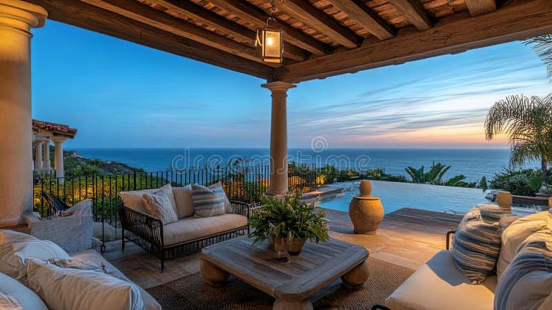 Outdoor Terraces with Ocean Views. Stock Photo - Image of ocean, water ...