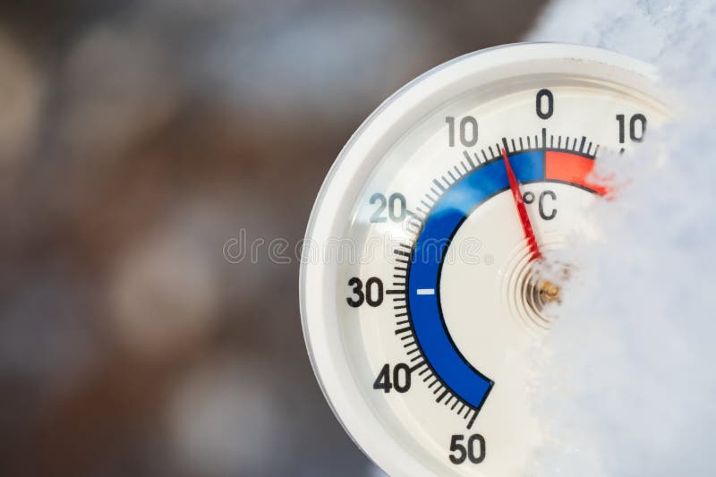 Outdoor Thermometer Shows Sub-zero Temperature Stock Image - Image of ...