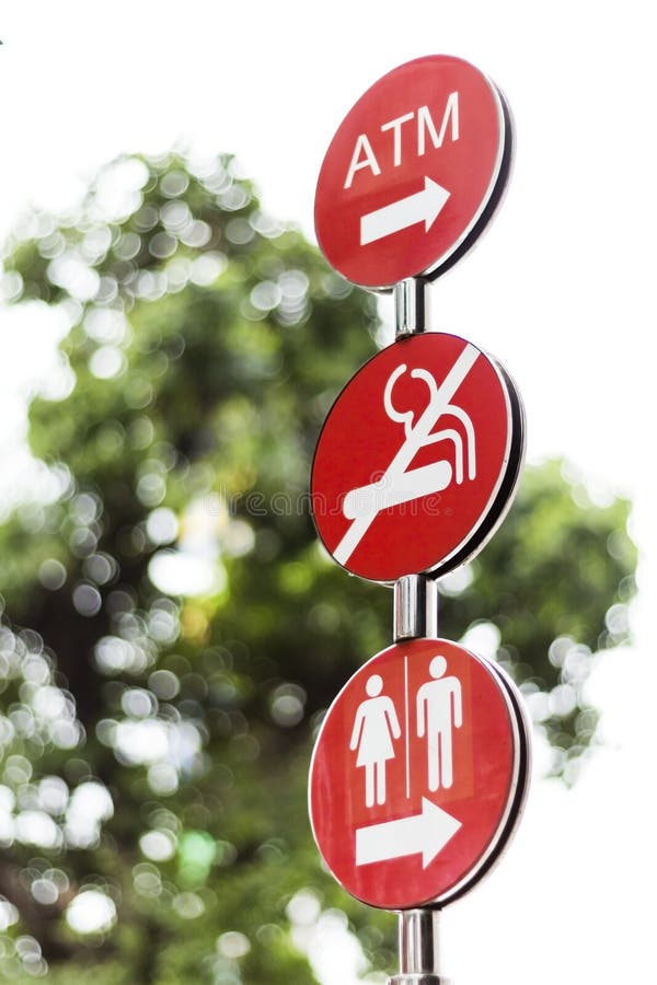 Outdoor Three Red Sign Direction Stock Photo - Image of direction ...