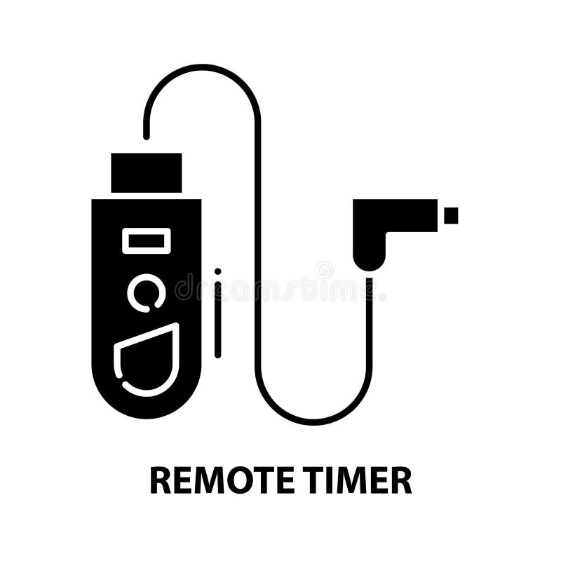 Outdoor Timer with Remote Icon, Black Vector Sign with Editable Strokes ...