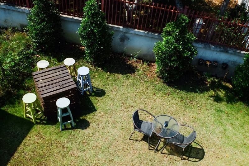 Outdoor Top View of a Smoking Area in a Cafe Stock Photo - Image of ...