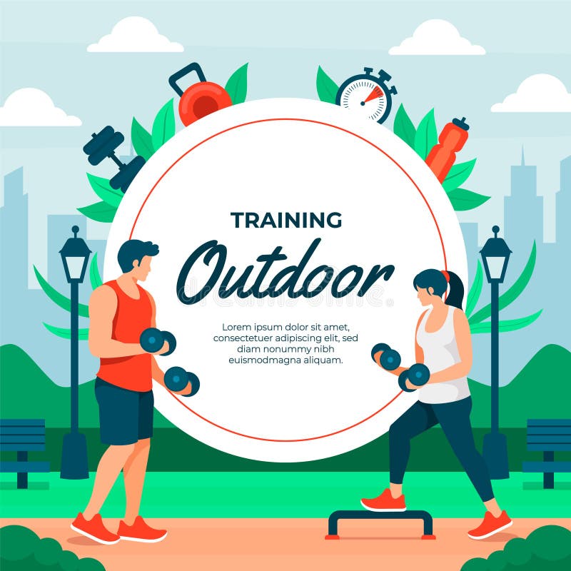 Outdoor Training Falt Cartoon Frame Stock Illustration - Illustration ...