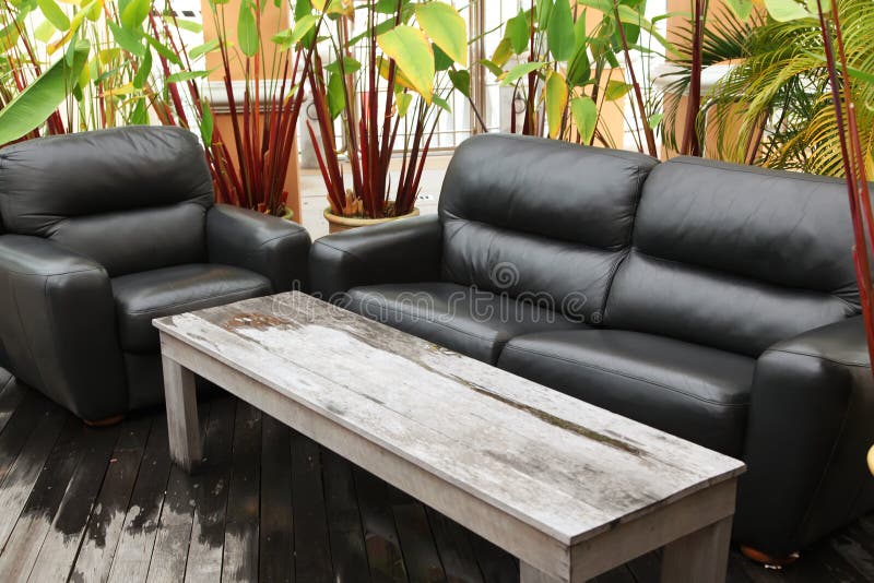 Outdoor tropical sofa stock photo. Image of design, wooden - 11070234