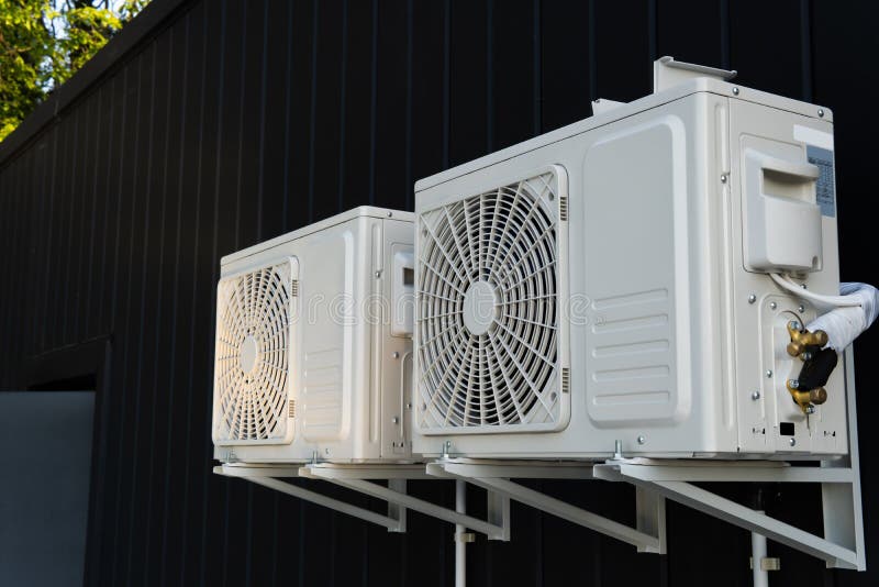 The Outdoor Unit of the Air Conditioner Compressor is Installed Outside ...