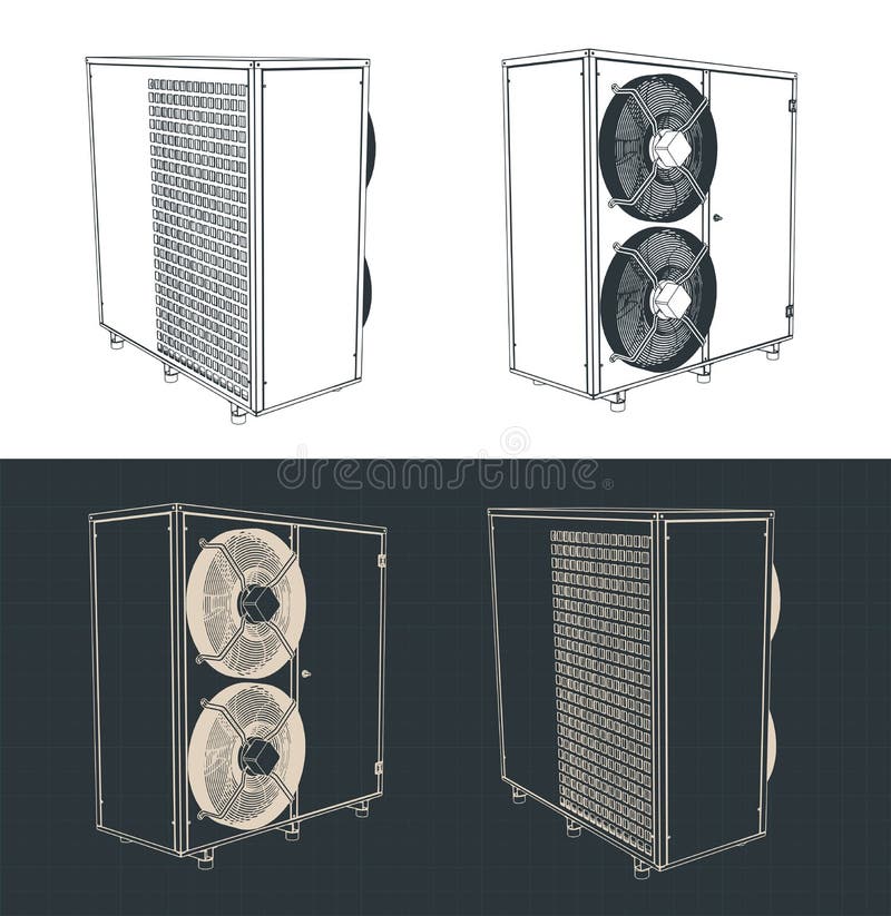 Outdoor Unit of Industrial Air Conditioner Blueprint Stock Vector ...