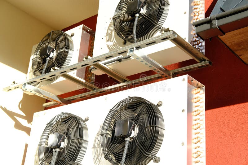 Outdoor Unit of Air Conditioner on Wall Cools Air Inside Room, Energy ...