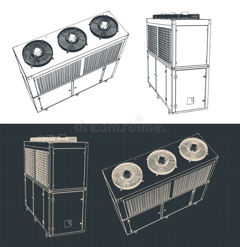 Outdoor Unit of Industrial Air Conditioner Blueprints Stock Vector ...