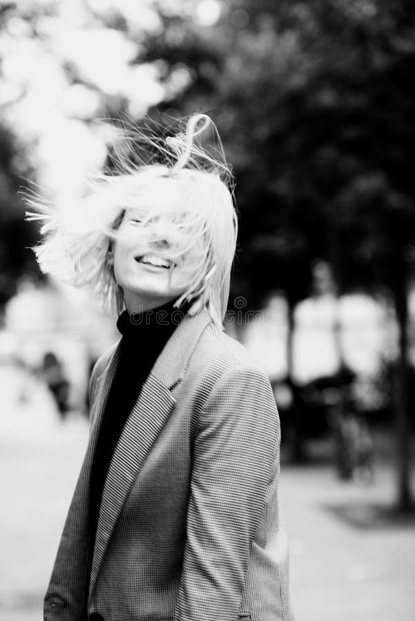 Outdoor Urban Female Portrait Black And White Fashion Model Young